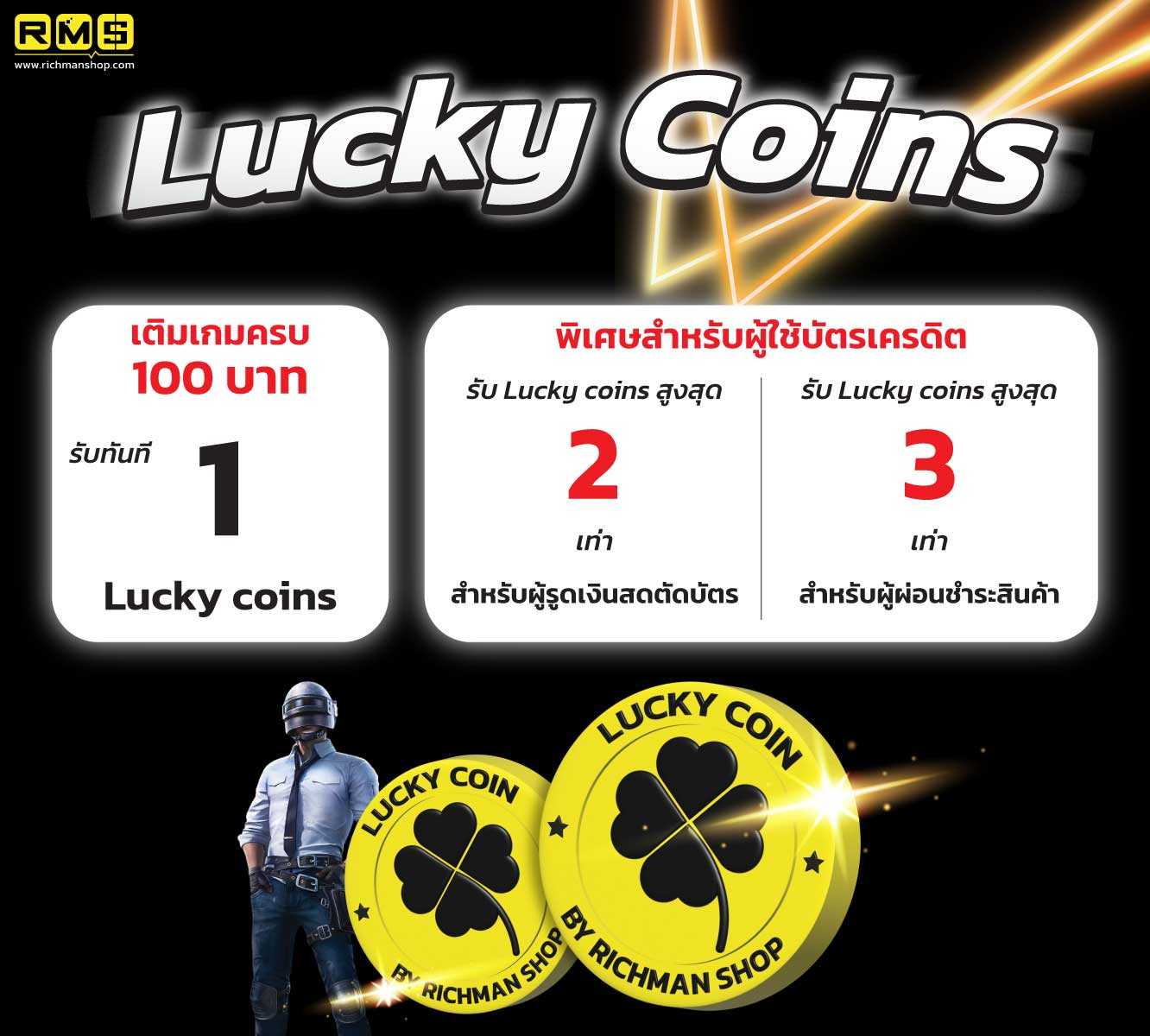 LUCKY COIN SS 2 Comeback เติมเว็บก็ลุ้นเยอะ เติมไลน์ลุ้นยับ กับ RichMan Shop - Richmanshop